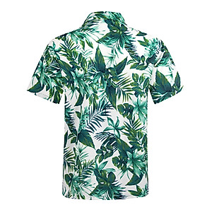 ELETOP Men's Hawaiian Shirt Quick Dry Tropical Aloha Shirts Floral Print Beach Party Casual Shirts Green F039 XXL