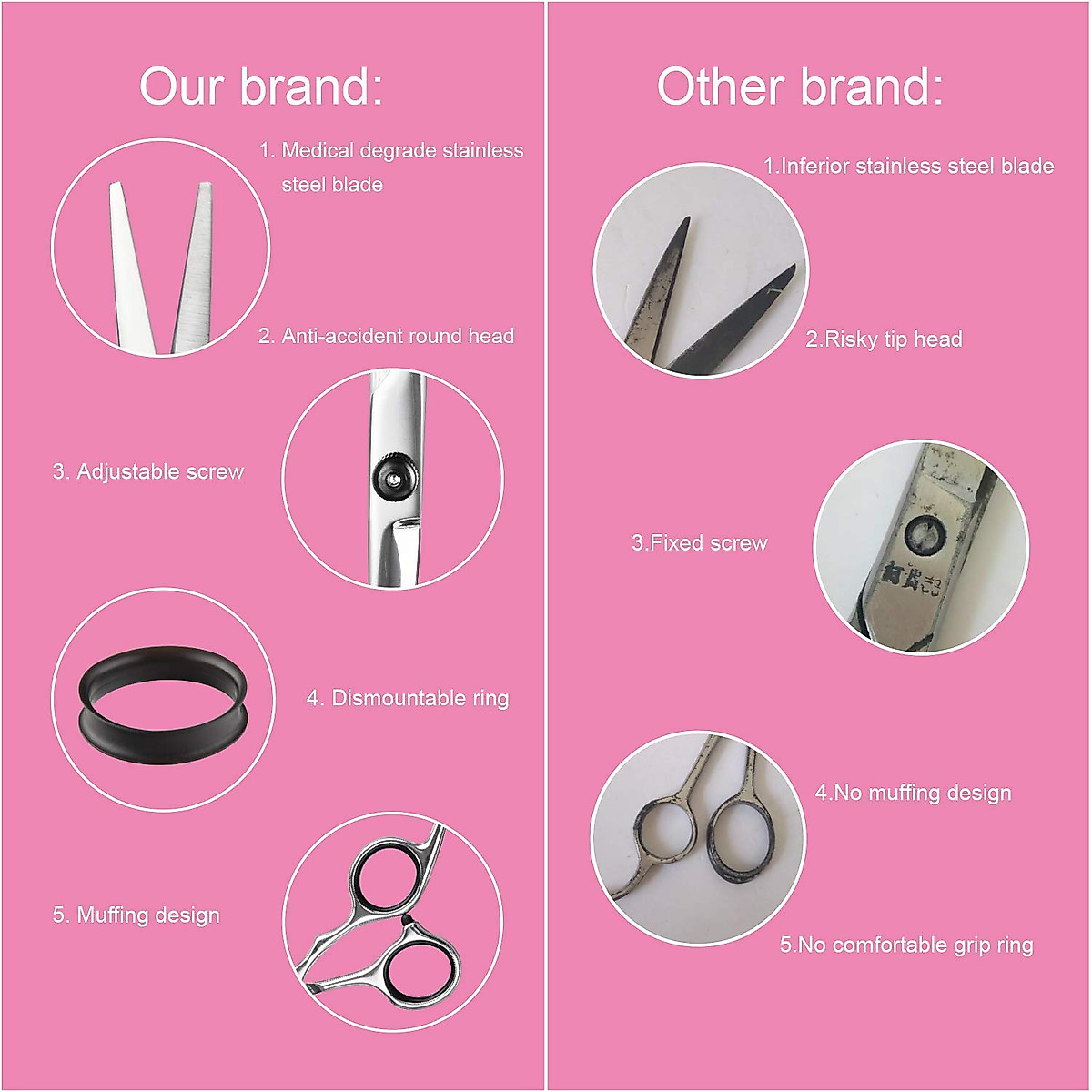 Hair Cutting Scissors Thinning Shears- Fcysy Professional Barber Sharp Hair Scissors Hairdressing Shears Kit with Haircut Accessories in Leather Case for Cutting Styling Hair for Women Men Pet- 7 Pcs