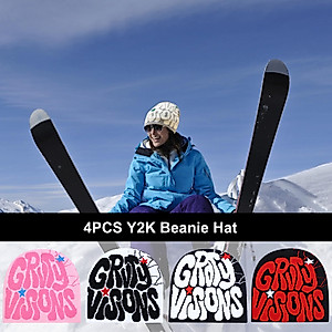 DKYM 4 Pcs Y2k Beanies Spider Web Beanie Y2k Hat Winter Knitted Hat for Women Men Graphic Beanie Pink Beanies Beanies Hats Men Designs Spider Beanie Y2k Accessories 5