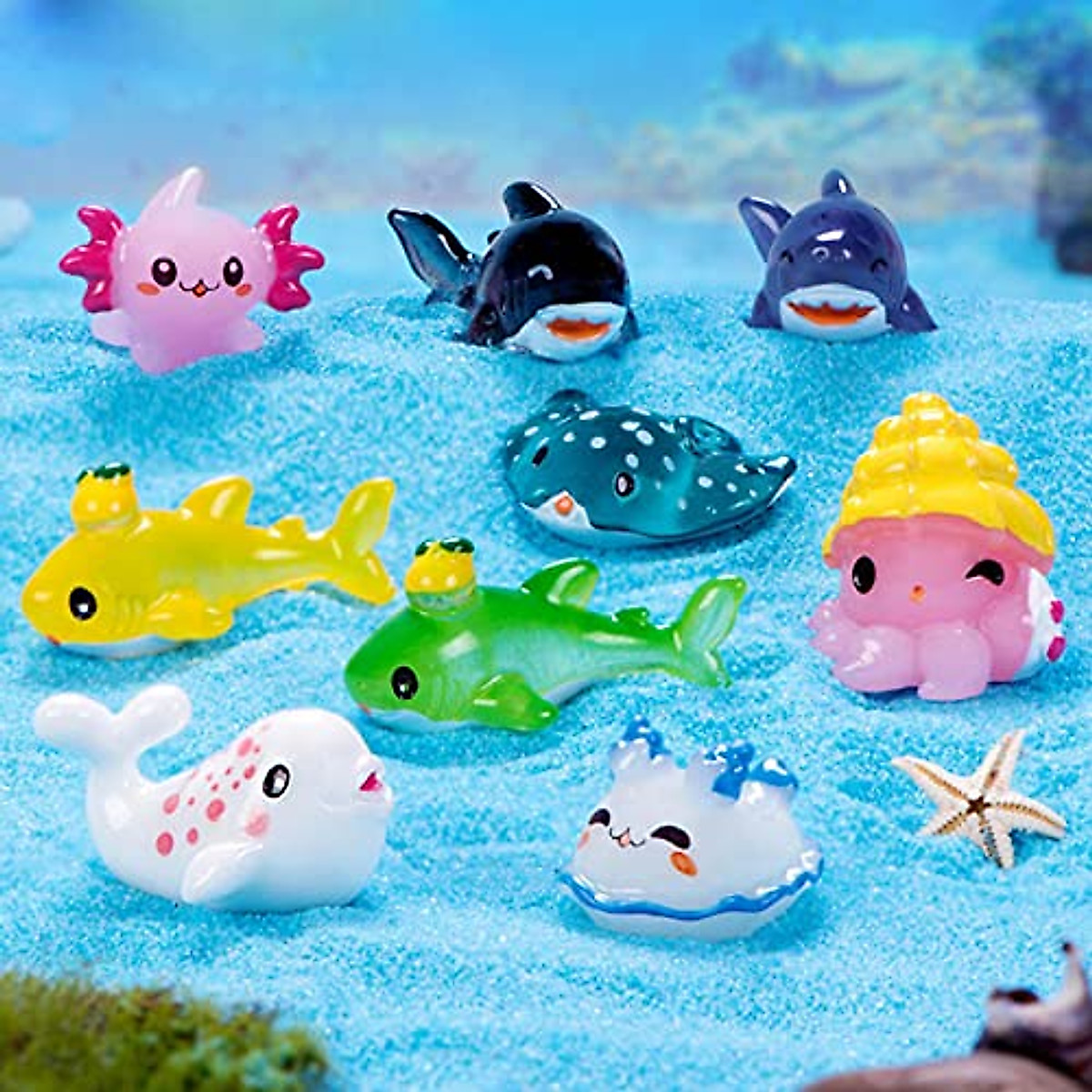 FUNSHOWCASE Miniature Sea Figurines 1:12 1inch Charm 18-Count Epoxy Art UV Resin Inlay Diorama Aquarium Terrarium Fairy Garden