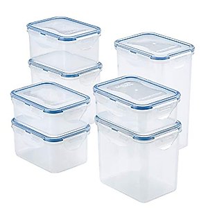 LocknLock Easy Essentials Food Storage lids/Airtight containers, BPA Free, 14 Piece - Tall Rectangle, Clear