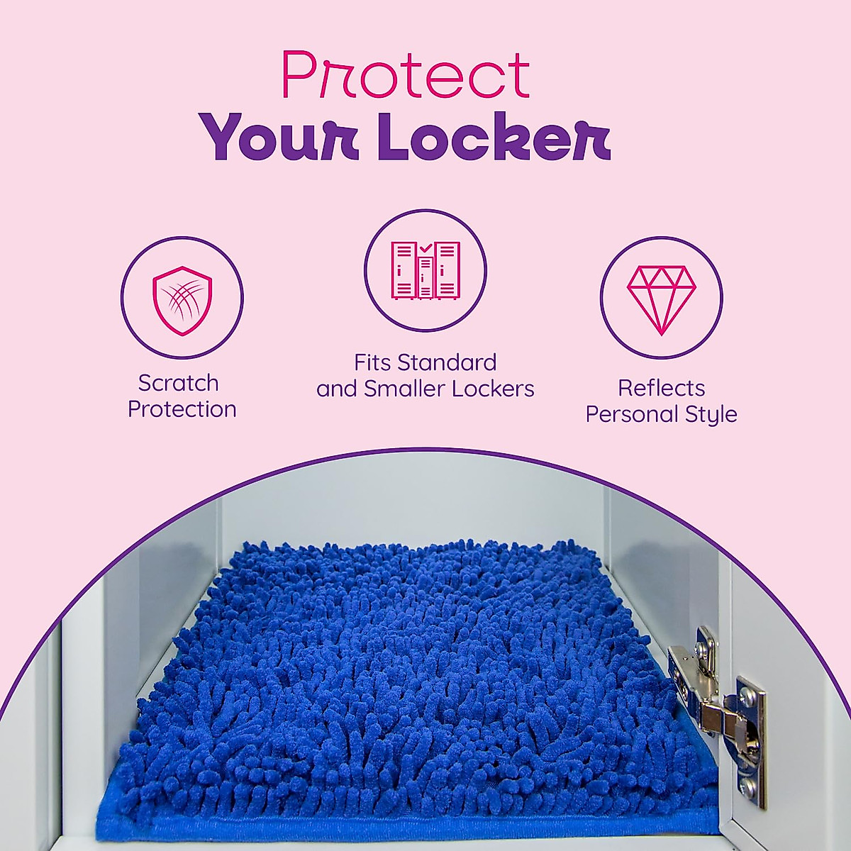 InstaLocker School Locker Decorations Carpet - Locker Rugs for Girls - 100% Microfiber, Shaggy Style Locker Rugs - 11.5" x 17.5" Rectangle Locker Rug with Non Skid Backing - Décor Accessories