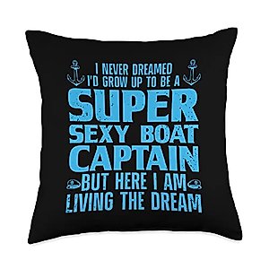 Yacht Boating Gift Boat Accessories & Boater Stuff Cool Captain for Men Women Sail Pontoon Boating Boater Throw Pillow, 18x18, Multicolor