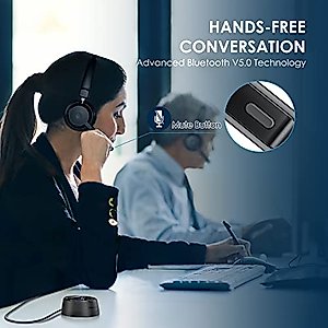 Mopchnic Bluetooth Headset, Wireless Headset with Upgraded Microphone AI Noise Canceling, On Ear Bluetooth Headset with USB Dongle for Office Call Center Skype Zoom Meeting Online Class Trucker