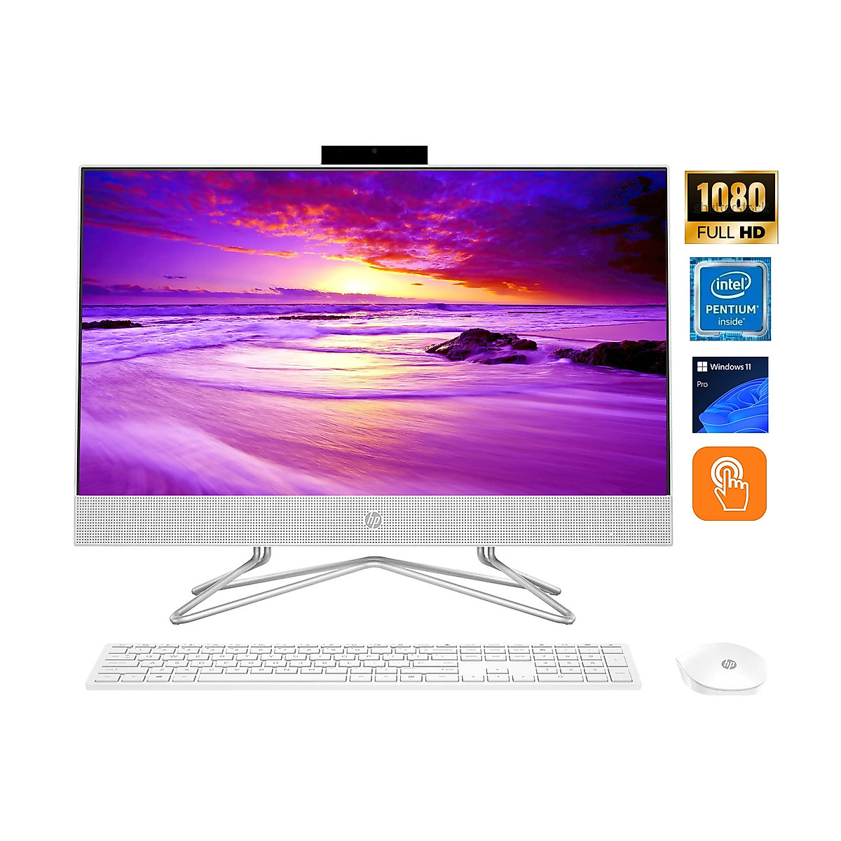 HP All-in-One 23.8" FHD Touchscreen Business Desktop, Intel Pentium Silver J5040, Windows 11 pro, 12GB RAM, 512GB SSD, Intel UHD Graphics 605, PCS