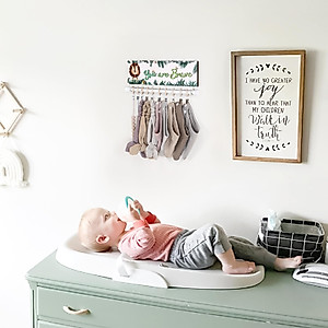 POVETIRE Pacifier Clip Holder Baby Bibs Organizer, Neutral Baby Bandana Drool Bibs Holder - Baby Burp Cloths Organizer Storage Hanging Wall Decor for Nursery Newborn Infant Girls and Boys Room