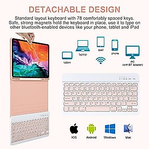 Keyboard Case for New iPad Pro 12.9 inch 2022-6th Generation / 2021-5th / 2020-4th / 2018-3rd Gen, Smart Magic Keyboard - Wireless Detachable - with Pencil Holder -iPad Pro 12.9 Case with Keyboard