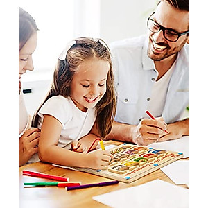 GAMENOTE Magnetic Color and Number Maze - Wooden Magnet Board Puzzles Toddler Activities Counting Matching Games Montessori Fine Motor Skills Toys