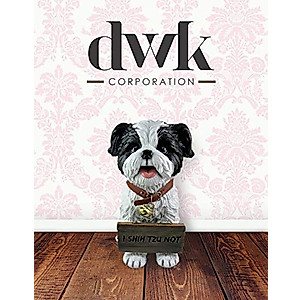 DWK Front Porch Dog Outdoor Welcome Sign Decorative Statue | Cute Dog Welcome Sign for Front Porch Standing | Decorative Garden Statues - Shih Tzu