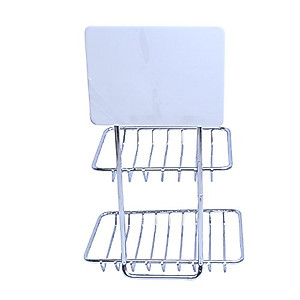 Removable Double Layer Soap Holder Shelves Kitchen Storage Organizer Rack Chrome Bathroom Soap Caddy Adhesive Magic Sticker Storage Caddy Shower Laundry Room Organizers