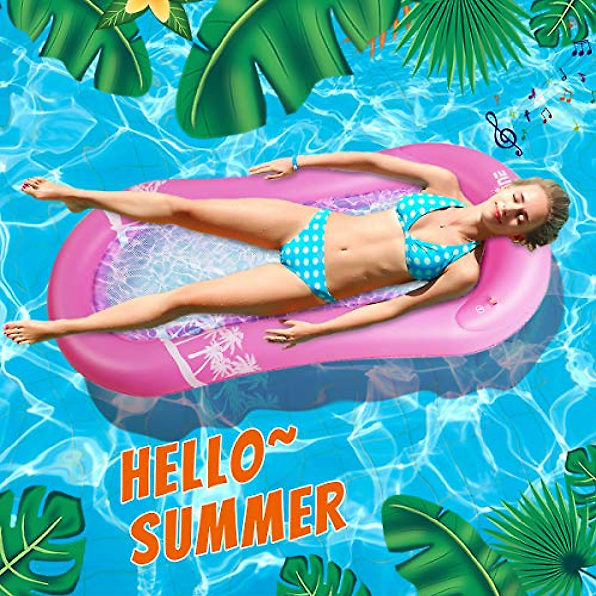 SUNSHINEMALL Inflatable Pool Float, Multi-Purpose Pool Hammock (Saddle, Lounge Chair, Hammock, Drifter) Pool Chair, Portable Water Hammock (Pink-68x32x8inch)