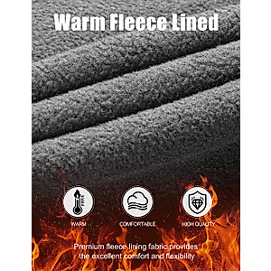 FREE SOLDIER Men's Fleece Lined Outdoor Cargo Hiking Pants Water Repellent Softshell Snow Ski Pants with Zipper Pockets (Gray 36W x 30L)