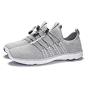 DLGJPA Men's Quick Drying Water Shoes for Beach or Water Sports Lightweight Slip On Walking Shoes LightGray 9.5