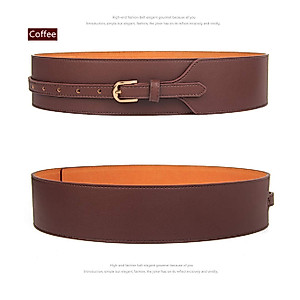 Toptim Women Wide Knotted Belt Design PU Leather Waistbands Simple Width Belt (Brown, Suit For Waist 27-33.5")