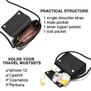 CLUCI Small Crossbody Bags for Women Vegan Leather Flap Shoulder Purse Lightweight Fashion Ladies Travel Bag with Adjustable Strap Black