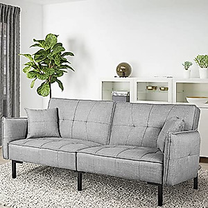 Futon Sofa Bed Couch Bed Sleeper Sofa Modern Folding Sofa Small Sofa Convertible Sofa for Living Room Apartment, Dorm, Bonus Room Furniture，Grey