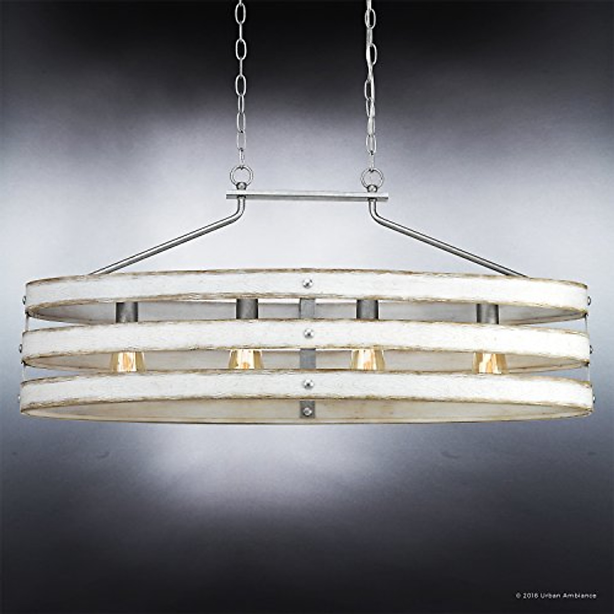 Urban Ambiance Luxury Modern Farmhouse Chandelier, Large Size: 17" H x 38.5" W, with Rustic Style Elements, Galvanized Steel Finish, UHP2477 from The Adelaide Collection