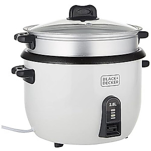 Black & Decker RC2850 1100W 2.8 L 11.8 Cup Rice Cooker (Non-USA Compliant), White, standard