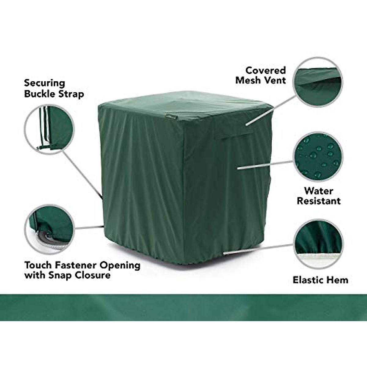 Covermates Air Conditioner Cover - Light Weight Material, Weather Resistant, Elastic Hem, AC & Equipment-Green