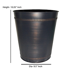 nu steel Set of 2 Round Metal Small 2.5 Gallon Recycle Trash Can Wastebasket, Garbage Container Bin for Bathrooms, Kitchen, Bedroom, Home Office - Durable Stainless Steel - Oil Rubbed Bronze Finish