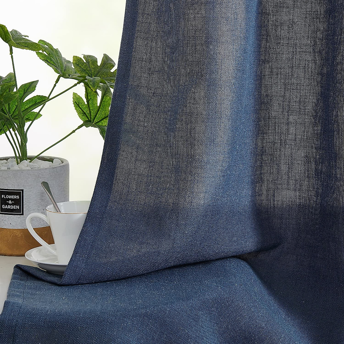 jinchan Linen Valance for Kitchen Living Room Rod Pocket Small Window Curtains Flax Linen Textured Valance Curtains Farmhouse Country Rustic Window Treatments Valance 1 Panel 15 Inch Indigo Blue