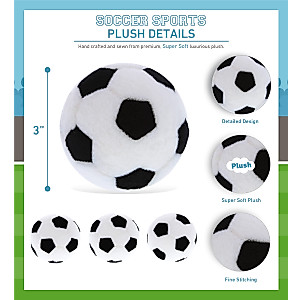 DolliBu Sport Plush Ball - Small Stuffed Sports Balls for Kids, Cute Squishy Soft Ball Toys for Throwing, Playing Catch, Playtime Plush Balls for Bedroom Decor - 3 Inch Soccer Ball