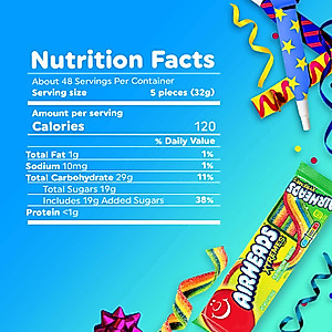 Airheads Xtremes Belts Sour Candy, Rainbow Berry, Non Melting, Bulk Party Bag, 4.5 oz (Pack of 12)