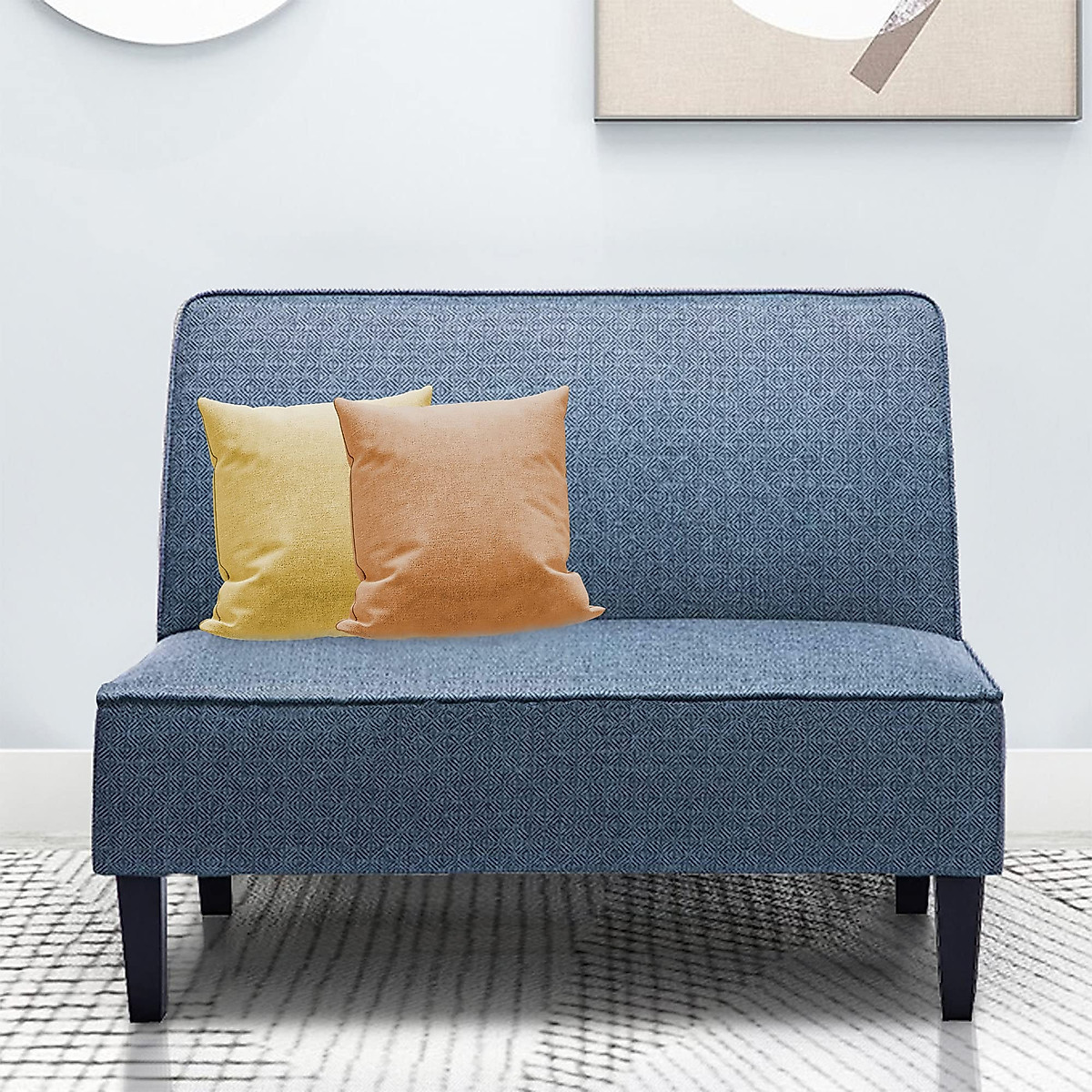 Yongqiang Upholstered Armless Loveseat Settee for Living Room Bedroom Dining Room Small Sofa Couch Banquette Pattern Fabric