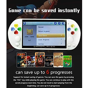 CZT 5.1-inch multi-function video game console color crystal buttons built-in 9600 games MP3MP4 lithium battery game archive AV OUT DV/DC hand-held gaming device (White)