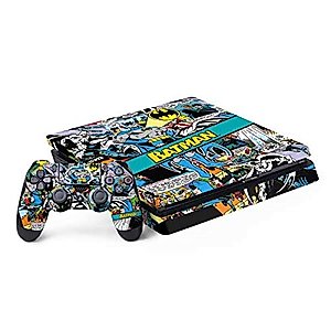 Skinit Decal Gaming Skin Compatible with PS4 Slim Bundle - Officially Licensed Warner Bros Batman Comic Book Design