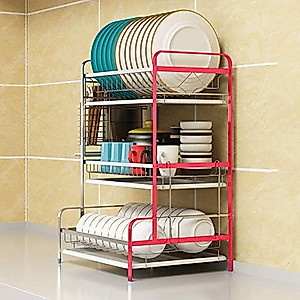 PDGJG 3 Layer Stainless Steel Cutlery Storage Shelf Dish Rack Kitchen Drain Storage Knife Chopping Board Holder Home Supplies