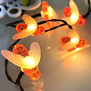 Ovker Solar String Lights 50LED Outdoor Waterproof Simulation Honey Bees Decor for Garden Christmas Decorations Warm White