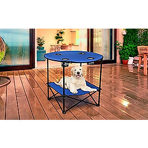 Eternal Living Pop Up Picnic Table Portable Folding Beach Table with Cupholders and Carry Bag, Large 28” x 28”x 24” Blue