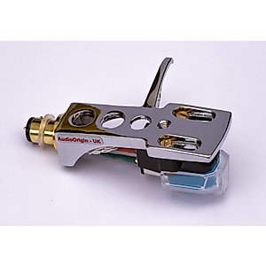 Mirror Chrome plated Headshell, mount, cartridge and stylus, needle for Technics SL 1000, SL 1100, SL 1200, SL 1210, SL 1300, SL 1301, SL 1310, SL 1350, SL 1400, SL 1401, SL 1410, MADE IN ENGLAND
