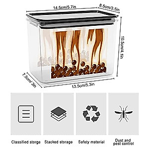 Bubble Tea in Brown Sugar Milk Tea Storage Box Plastic Food Organizer Container Canisters with Lid for Kitchen