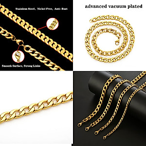 Sanglarst Gold Chain Necklace, 22 Inch Golden Ultra Luxury Looking Feeling Real Solid 14K Gold plated Curb Fake Neck Chain for Party Dancing (Gold 1CM)