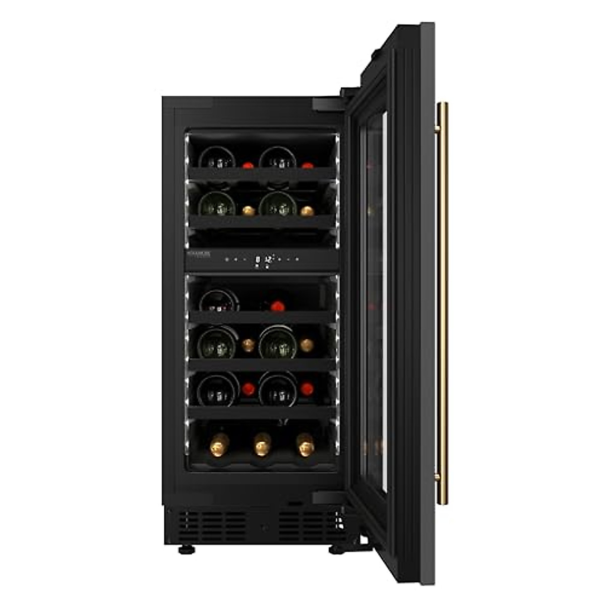KoolMore KM-CW28DZ-BPR Reserve 15 in. Under-Counter Panel Ready Dual Zone Built-in Wine Cooler with Black Shelves and 23 Bottle Capacity