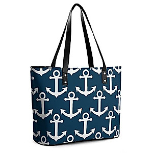 Womens Handbag Boat Anchors Patttern Leather Tote Bag Top Handle Satchel Bags For Lady