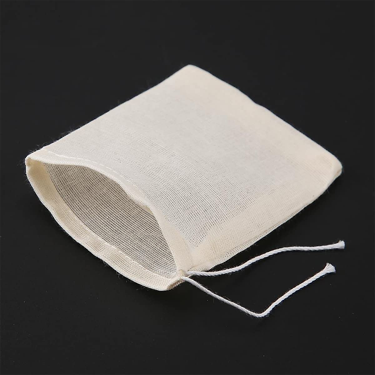 50 Pcs Drawstring Cotton Soup Bags, 3 x 4 inch Reusable Tea Bags Coffee Tea Brew Bags Spice Straining Bags for Coffee Tea Soup