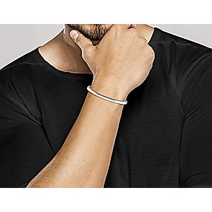 Miabella 925 Sterling Silver or 18Kt Yellow Gold Over Silver Italian 4mm Squared Cuff Polished Bangle Bracelet for Women Men Bracelet Made in Italy (sterling silver, 8 Inch)