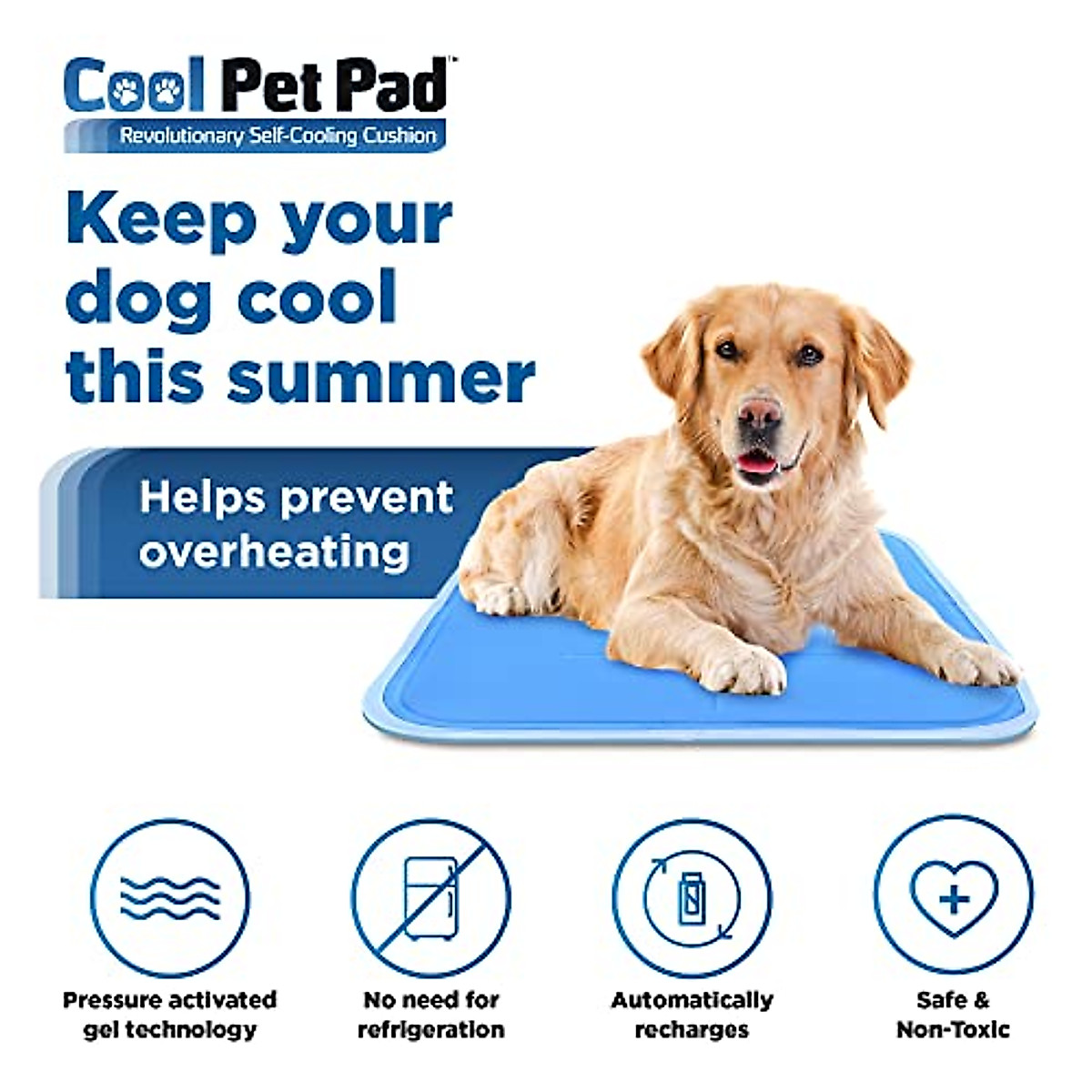The Green Pet Shop Dog Cooling Mat, Large - Pressure Activated Pet Cooling Mat For Dogs, Sized For Large Dogs (46 - 80 Lb.) - Non-Toxic Gel, No Water or Electricity Needed for This Dog Cooling Pad