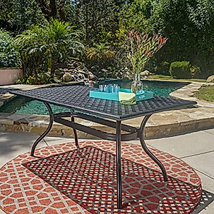 Christopher Knight Home Cayman Cast Aluminum Rectangle Table, Black Sand