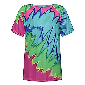 Bravetoshop Womens Summer V Neck T Shirts Gradient Short Sleeve Causal Loose Fit Tee Tops (Light Blue,XL)