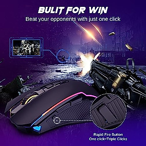Redragon Wireless Gaming Mouse, Tri-Mode 2.4G/USB-C/Bluetooth Mouse Gaming, 10000 DPI, RGB Backlit, Fully Programmable, Rechargeable Wireless Computer Mouse for Laptop PC Mac, Black