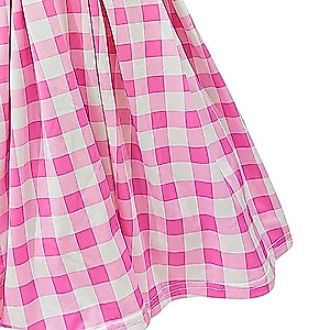 Fpoqbod Girls Pink Gingham Costume Dress Movie Cosplay Kids Party Halloween Fancy Plaid Dressess Plaid (Pink, 4-5 Years)