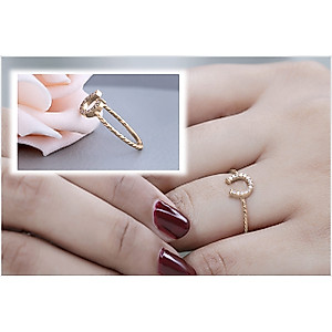 Dazzlingrock Collection 0.07 Carat (ctw) Round White Diamond Horse Shoe Twisted Rope Shank Ring for Her in 10K Rose Gold Size 7