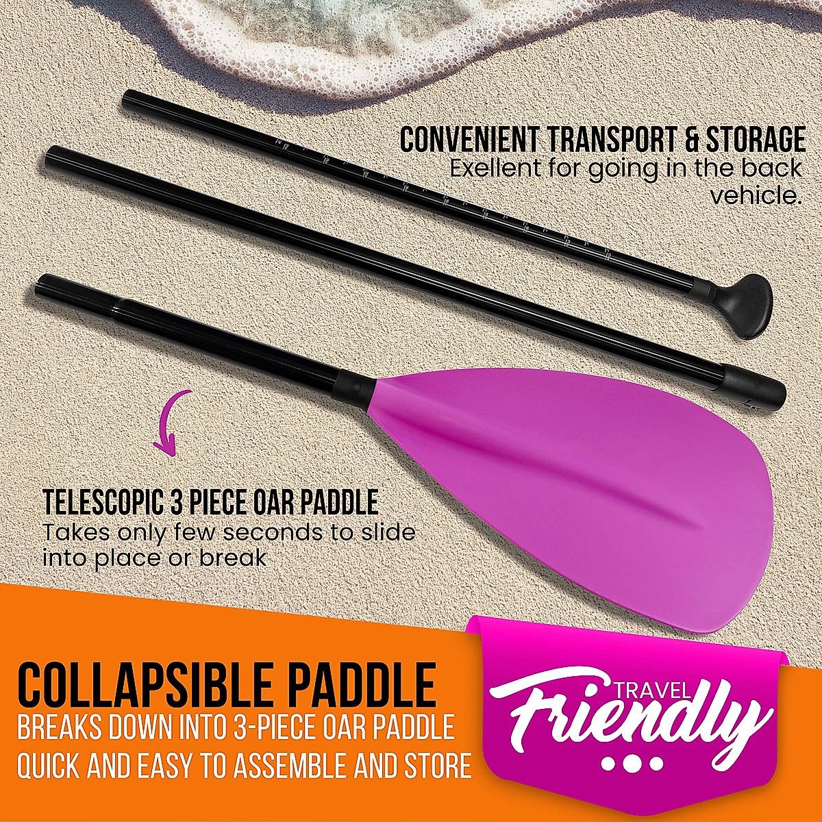 SereneLife Stand Up Paddle-Board Adjustable Paddle - Adjustable Water Paddle Oar for SLSUPB145 Free-Flow Inflatable SUP Stand Up Water Paddle-Board PRTSLSUPB145PDL