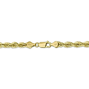 Sonia Jewels 10k Yellow Gold 6mm Hand Made Diamond Cut Rope Bracelet - with Secure Lobster Lock Clasp (or Anklet) 9"