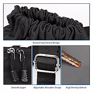 Oziral Drawstring Backpack Water Resistant String Bag Gym Sports with Shoe Compartment Side Mesh Pockets for Women Men (Black)