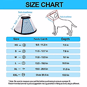Supet Dog Cone Adjustable Pet Cone Pet Recovery Collar Comfy Pet Cone Collar Protective Collar for After Surgery Anti-Bite Lick Wound Healing Safety Practical Plastic E-Collar